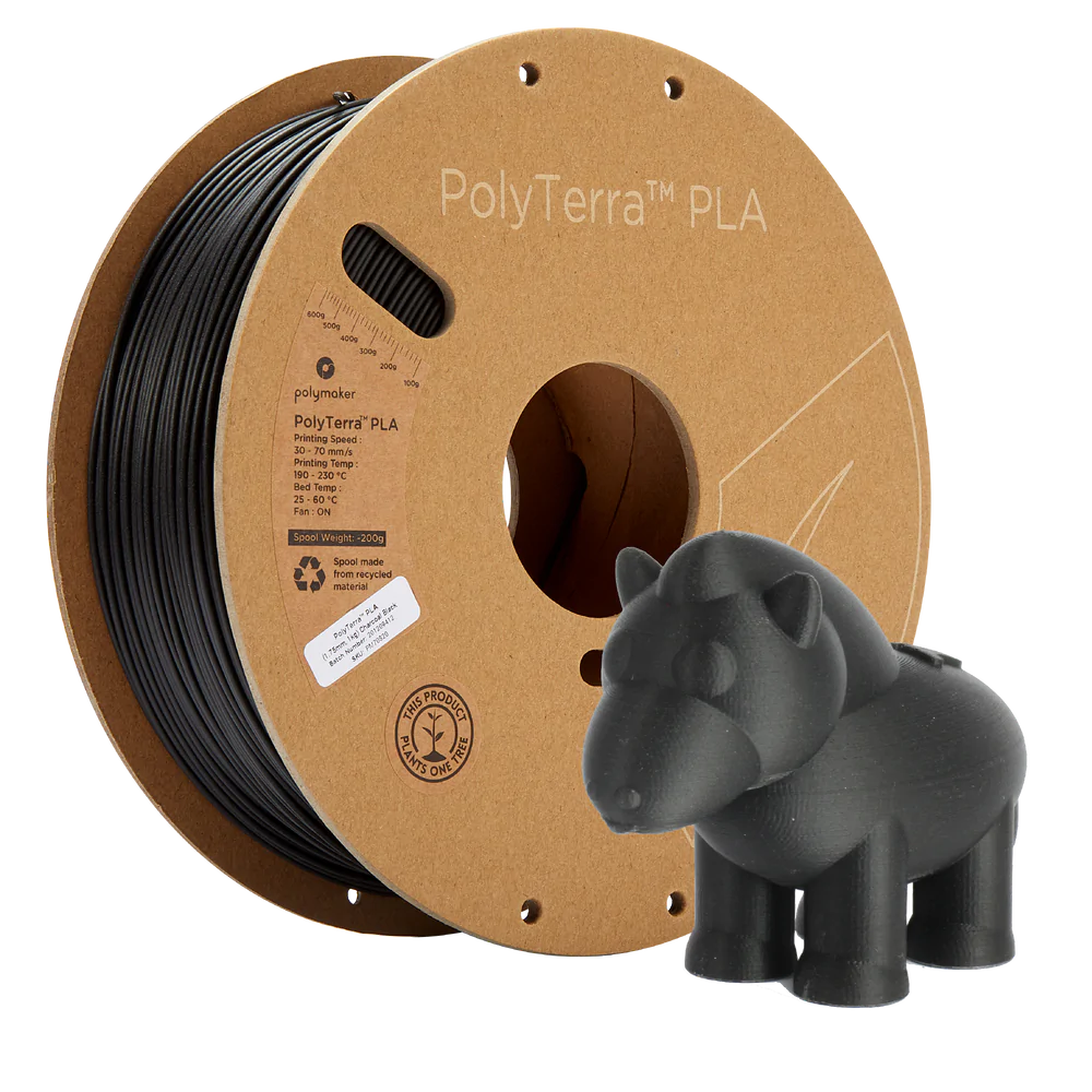 PolyTerra™ Matte PLA - Black - 1kg 1.75mm | 3DQue
