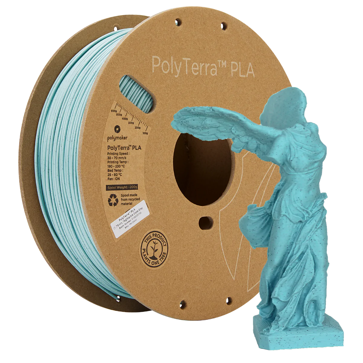PolyTerra™ Marble PLA - Slate Grey - 1kg 1.75mm | 3DQue
